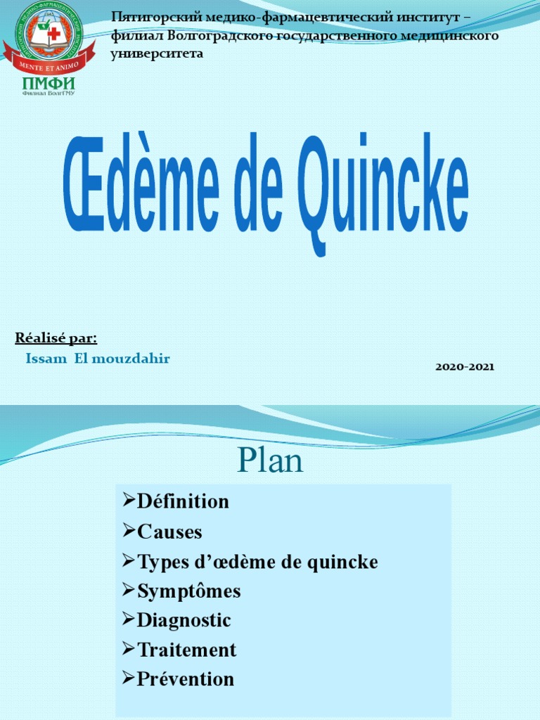 Comprendre l'œdème de Quincke | PDF | Allergie | Épidémiologie