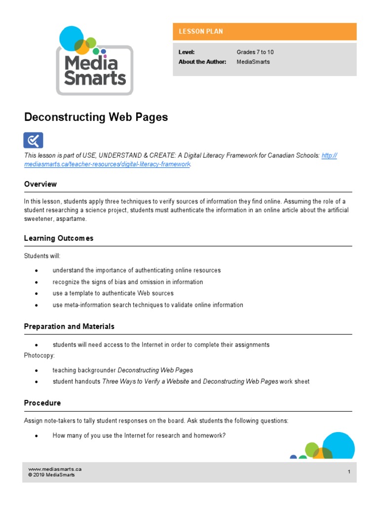 Lesson Deconstructing Web Pages | PDF | Libraries | Wikipedia