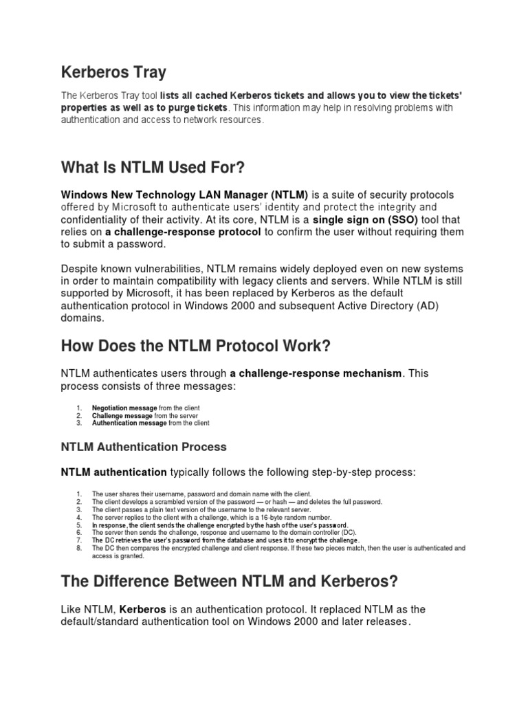 NTLM vs Kerberos: Authentication Overview | PDF | Password | Digital Rights