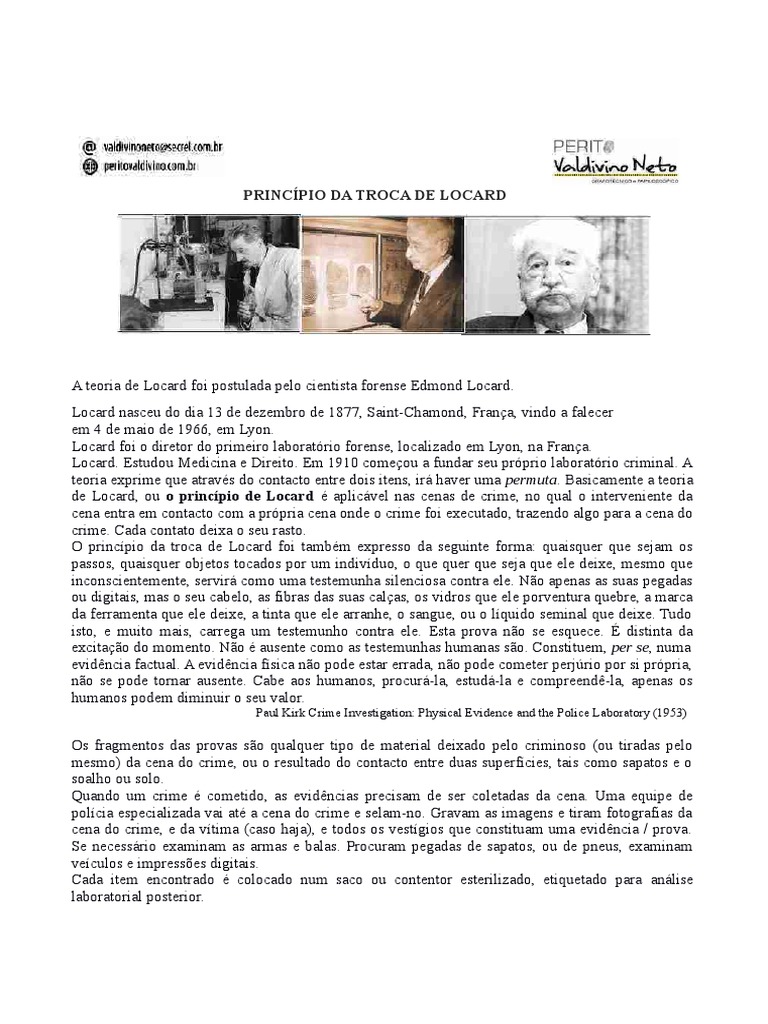 Principio Da Troca de Locard | PDF | Crimes | Crime e Violência