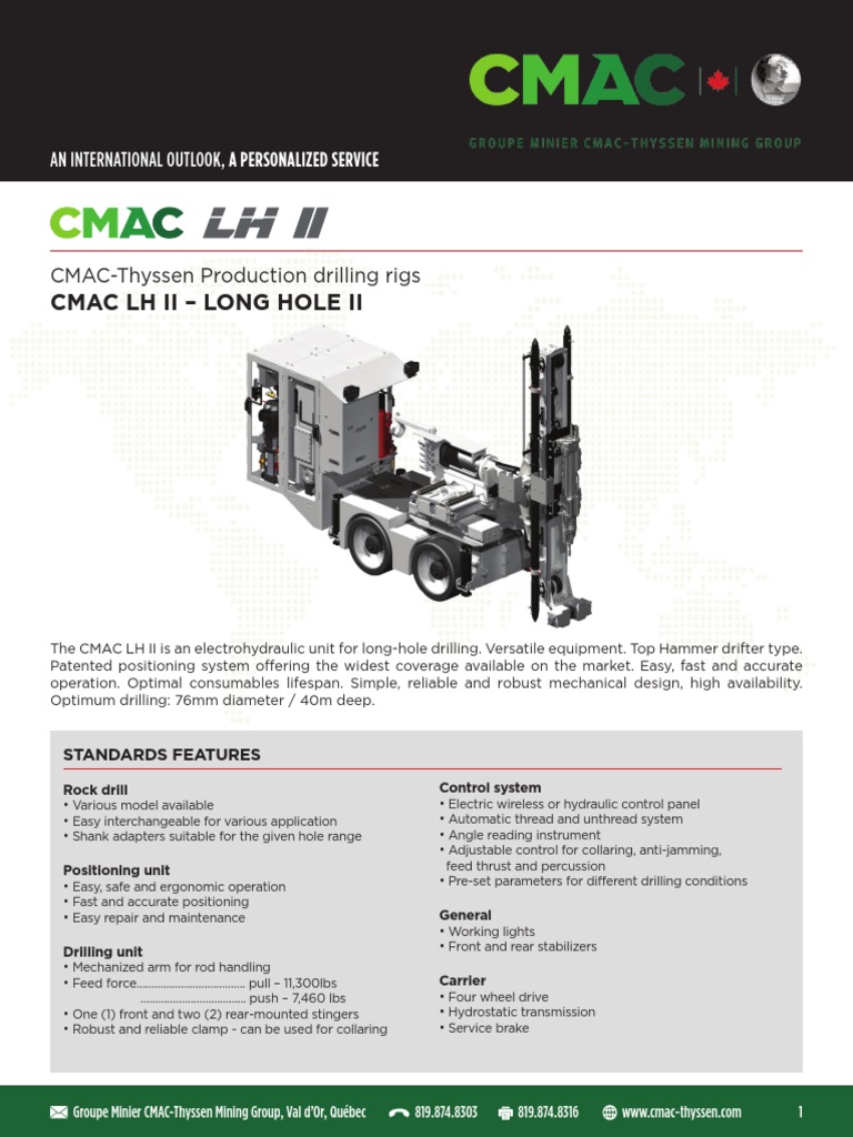 CMAC LH II Long-Hole Drilling Rig | PDF | Drill | Drilling