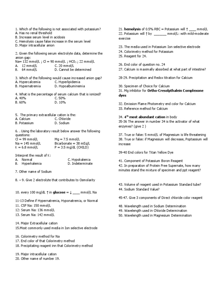 Cc2 Lab Exam Midterms | PDF | Sodium | Magnesium