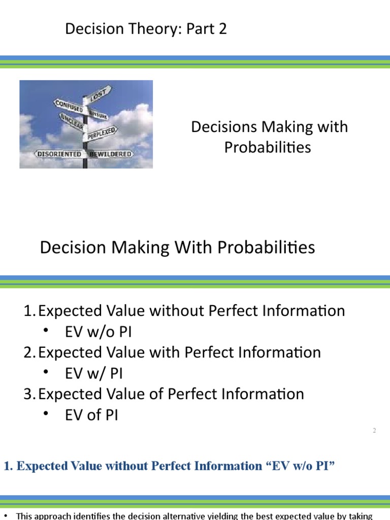 Decision Theory-Part 2-With Probabilities | PDF | Expected Value | Pi