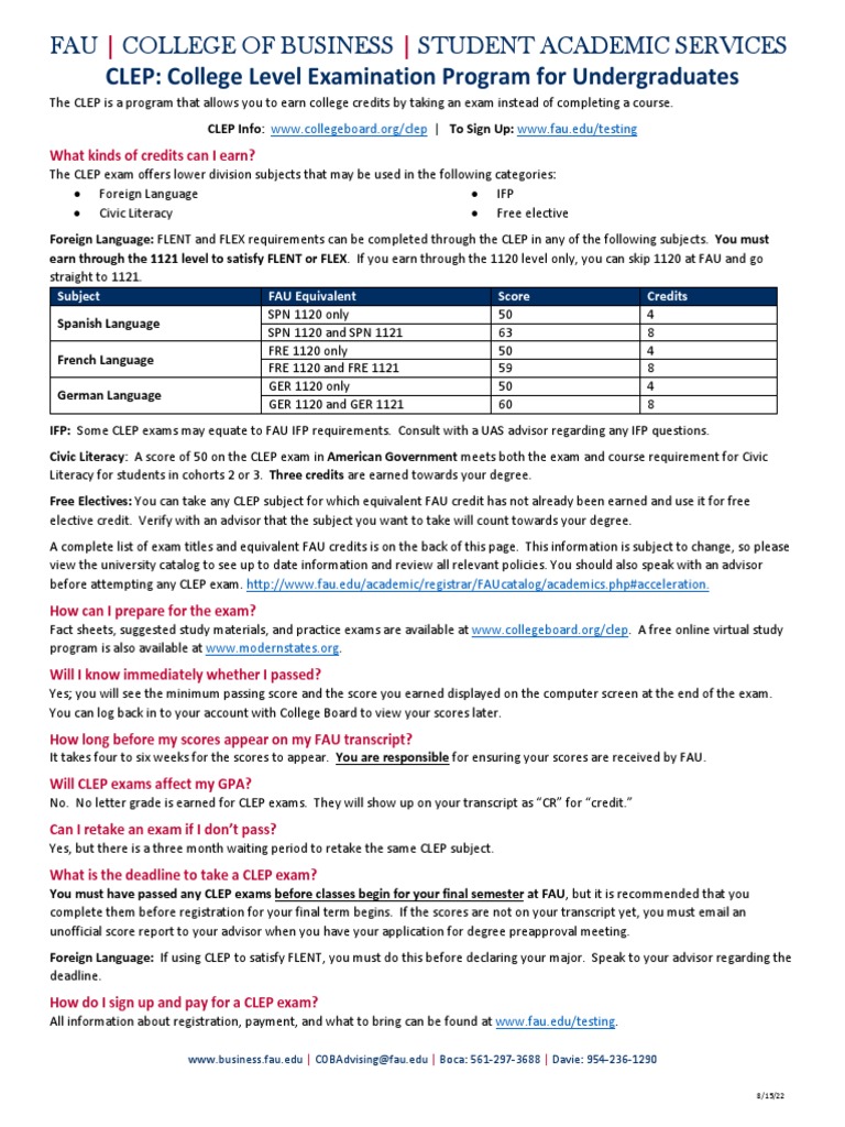 Clep Faq | Download Free PDF | College Level Examination Program | Qualifications
