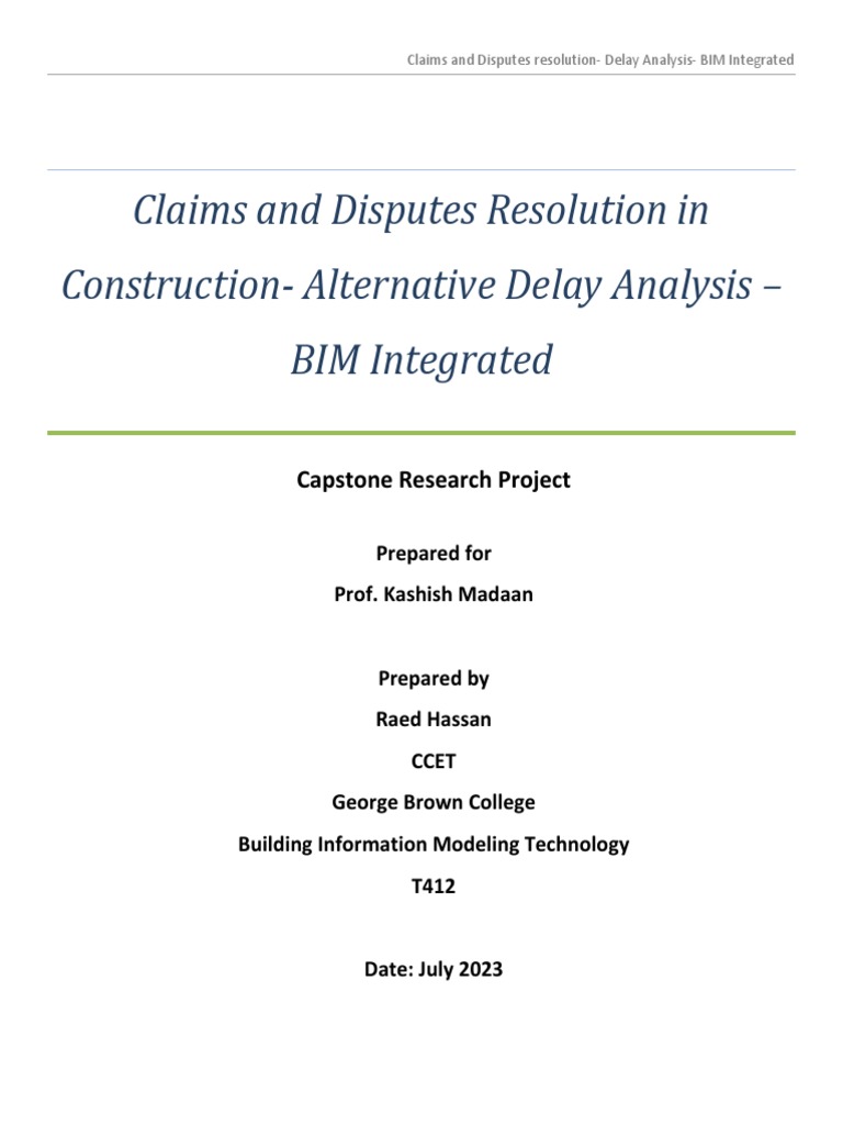 RAEDhassan - Claims and Disputes Resolution - Delay Analysis BIM ...