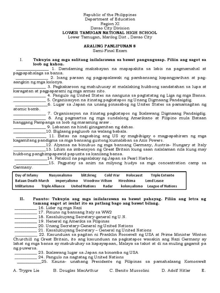 AP8 Semi Final Exam | PDF