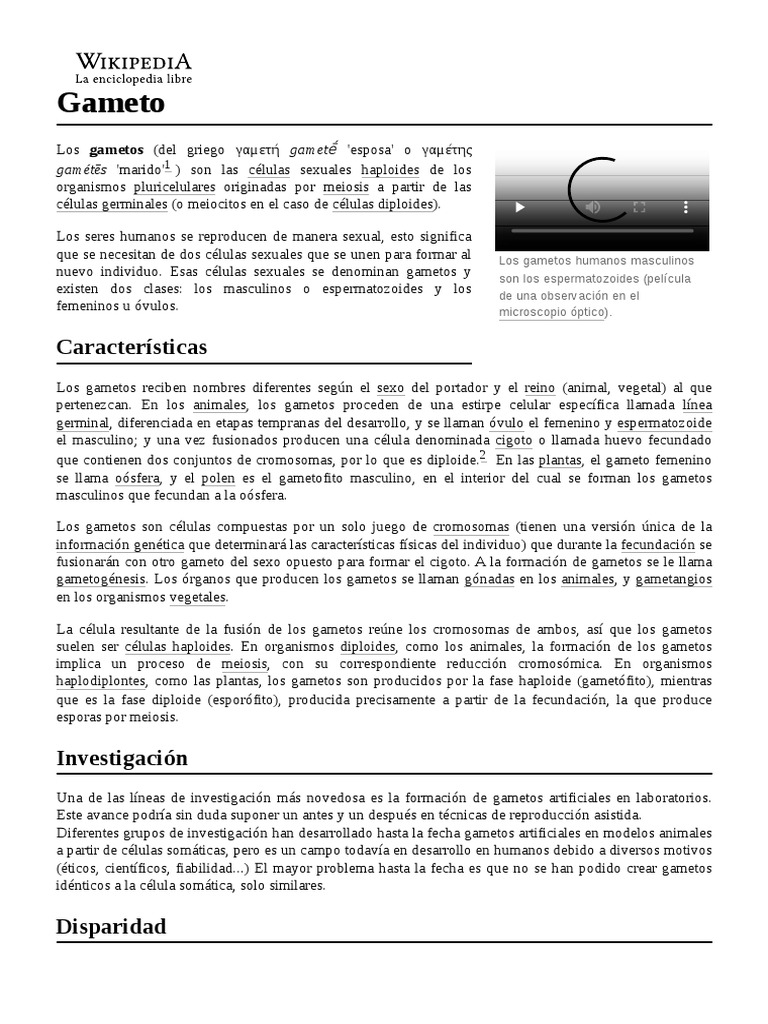 Gameto | PDF | Sexo | Procesos biologicos