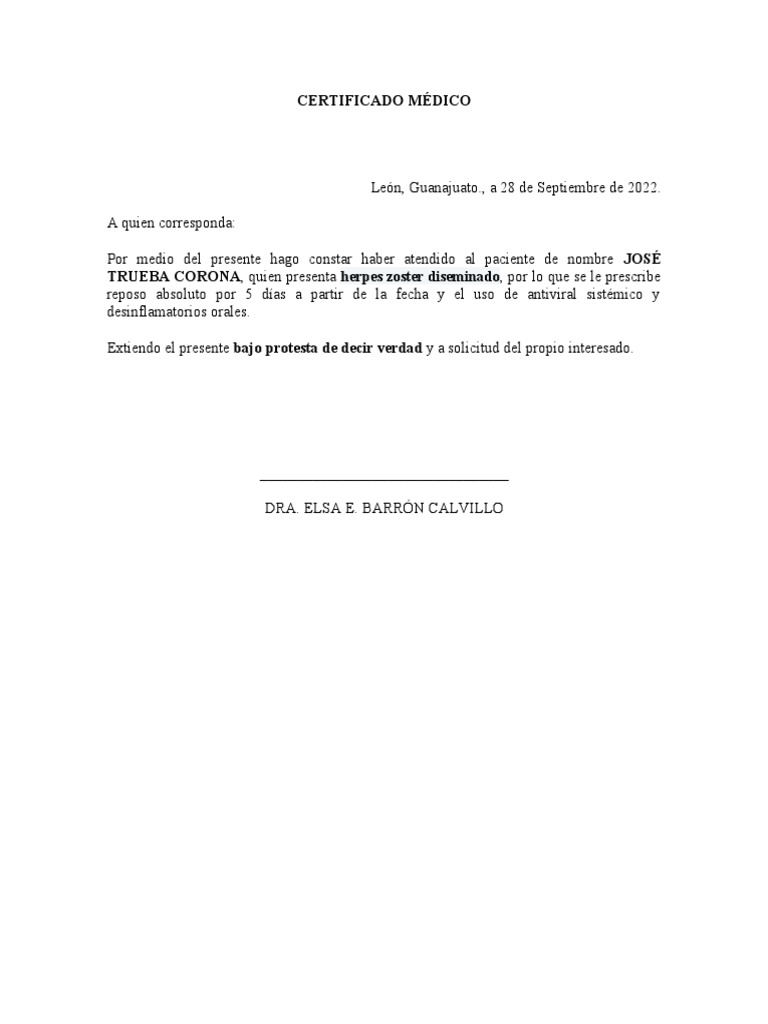 Formato Certificado Médico | PDF