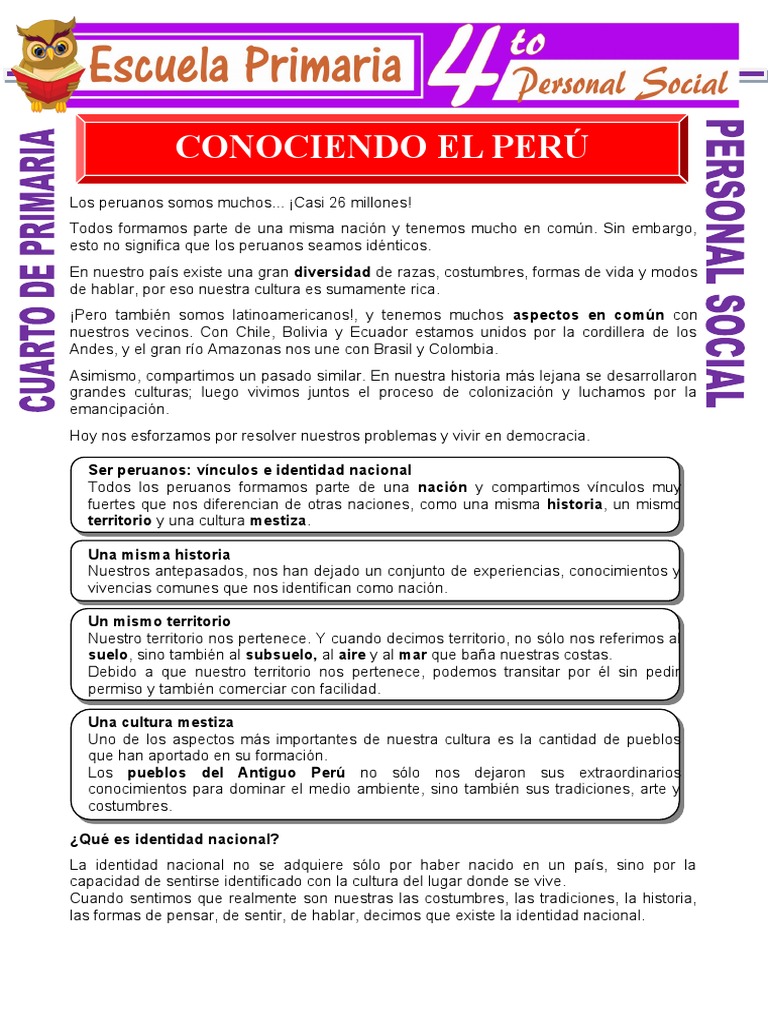 Conociendo El Peru para Cuarto de Primaria | PDF | Perú | Patata