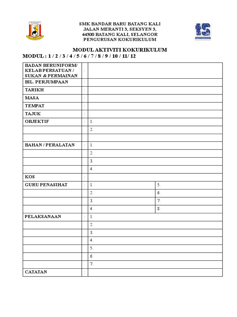 Template Modul Kokurikulum | PDF