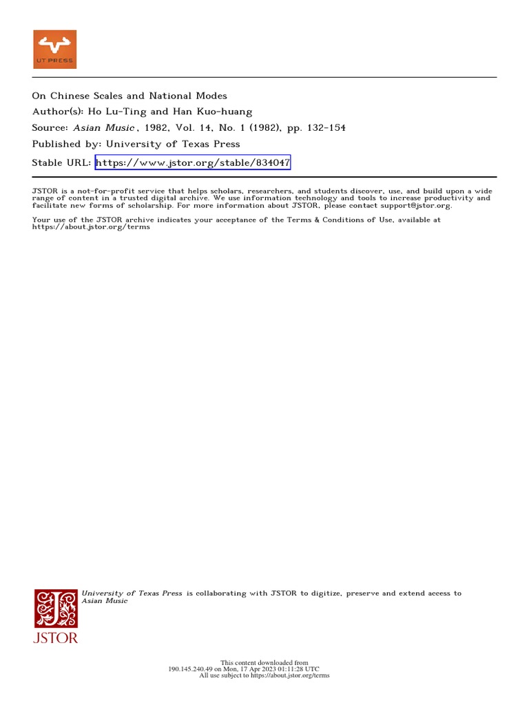 On Chinese Scales and National Modes | PDF | Scale (Music) | Mode (Music)
