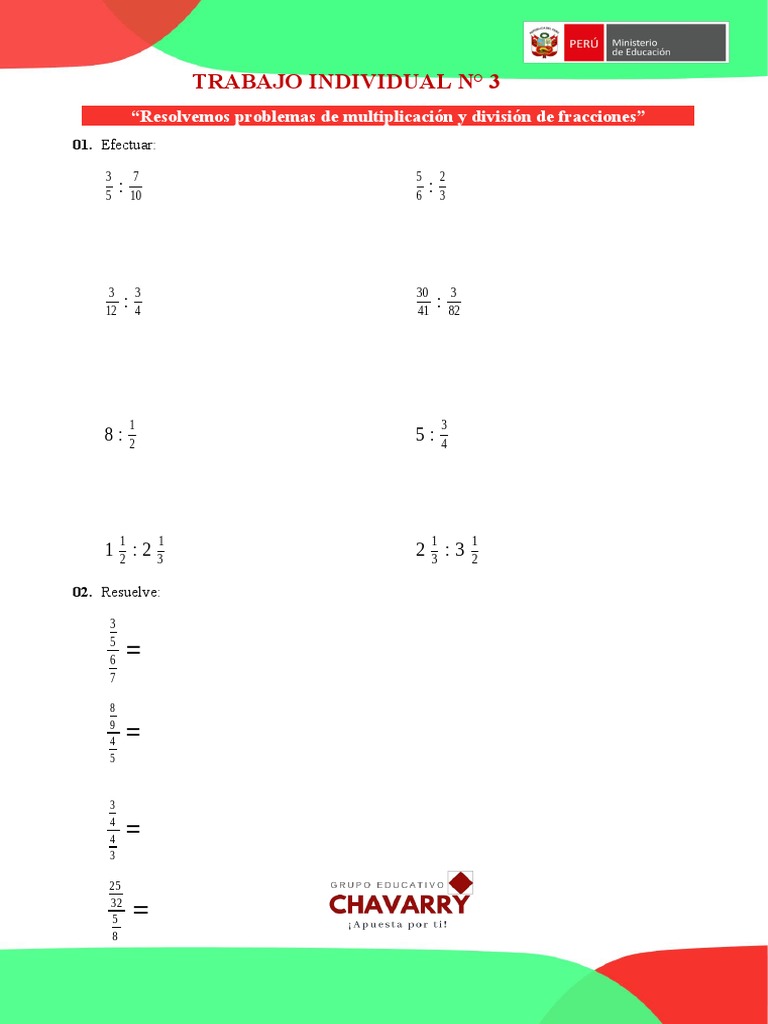 FICHA DE APRENDIZAJE Nº03 - 5TO GRADO Division y Multiplicacion de ...