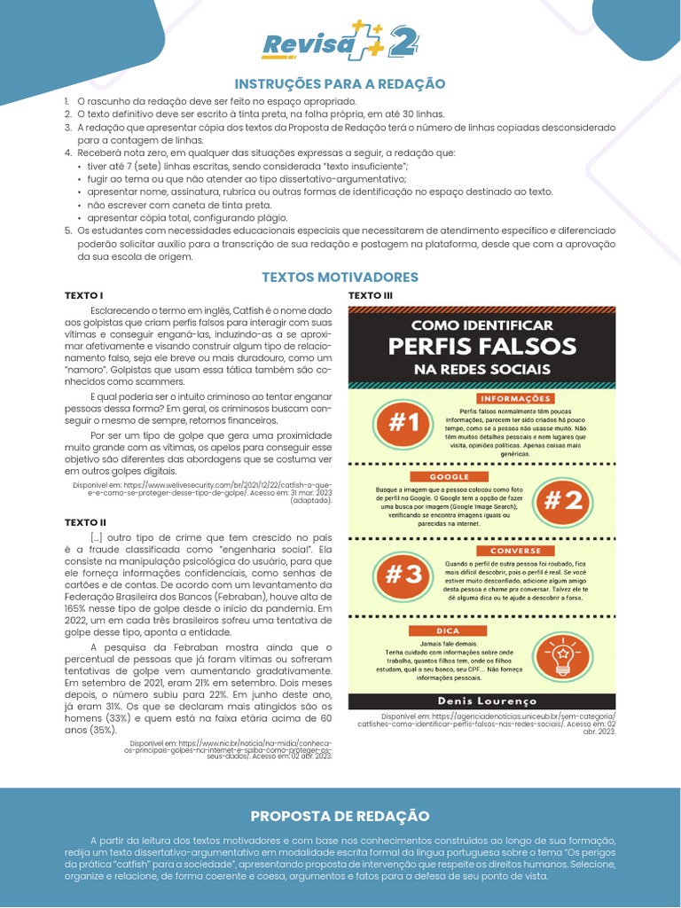 Tema 2 Revisa Mais 2 Os Perigos Da Pratica Catfish | PDF | Carreira e ... Tema 2 Revisa Mais 2 Os Perigos Da Pratica Catfish | PDF | Carreira e ...