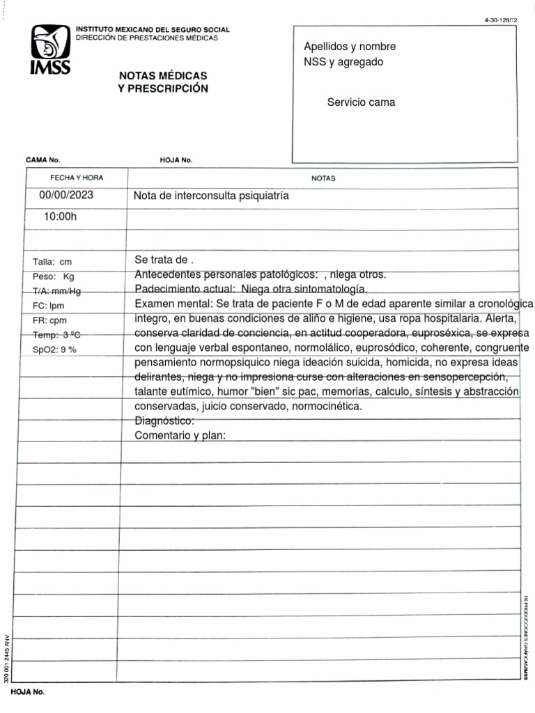 Notas Médicas: Y Prescripción | PDF