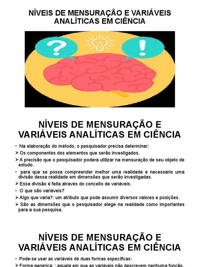 Níveis de MensuraÇÃo e VariÁveis AnalÍticas em CiÊncia | PDF | Medição ...