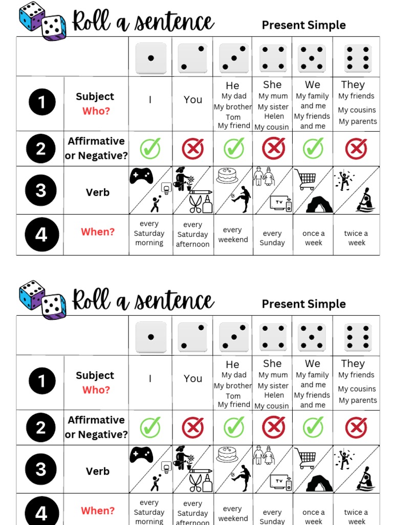 G56 U1 Roll A Sentence Present Simple | PDF