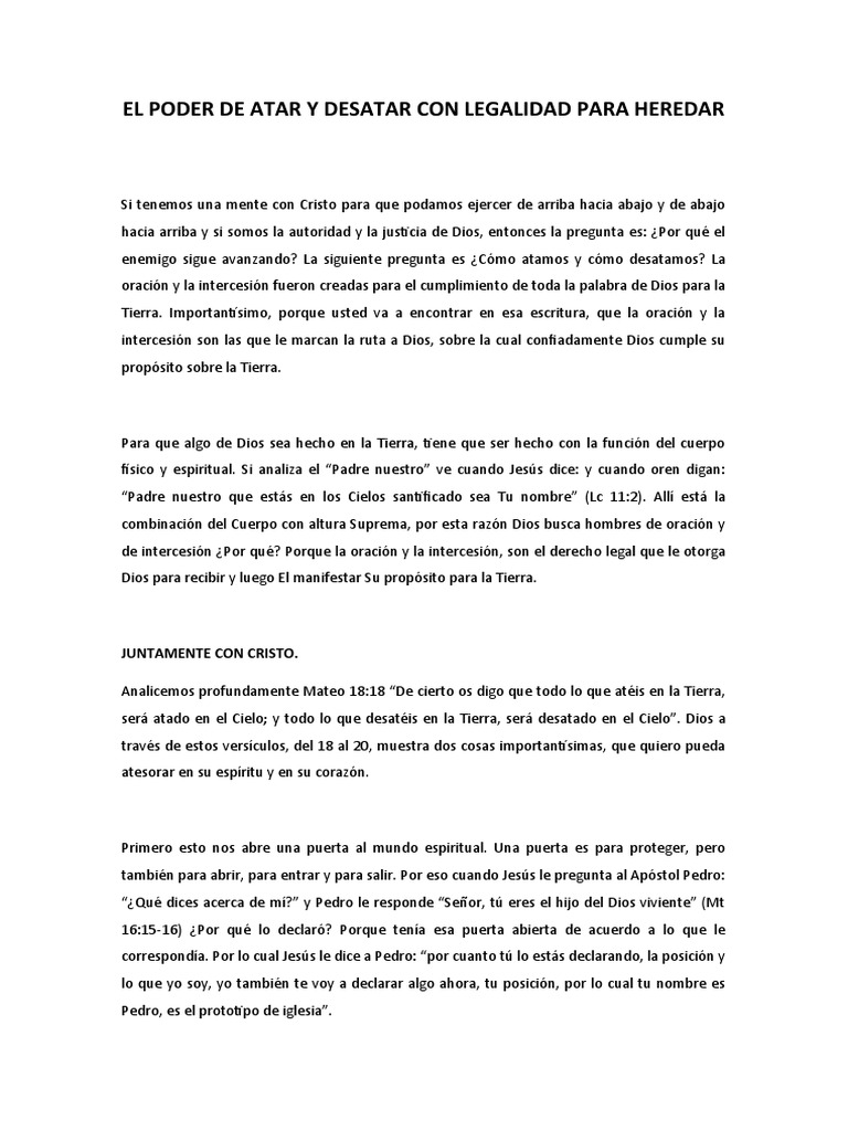 El Poder de Atar y Desatar Con Legalidad para Heredar | PDF ...