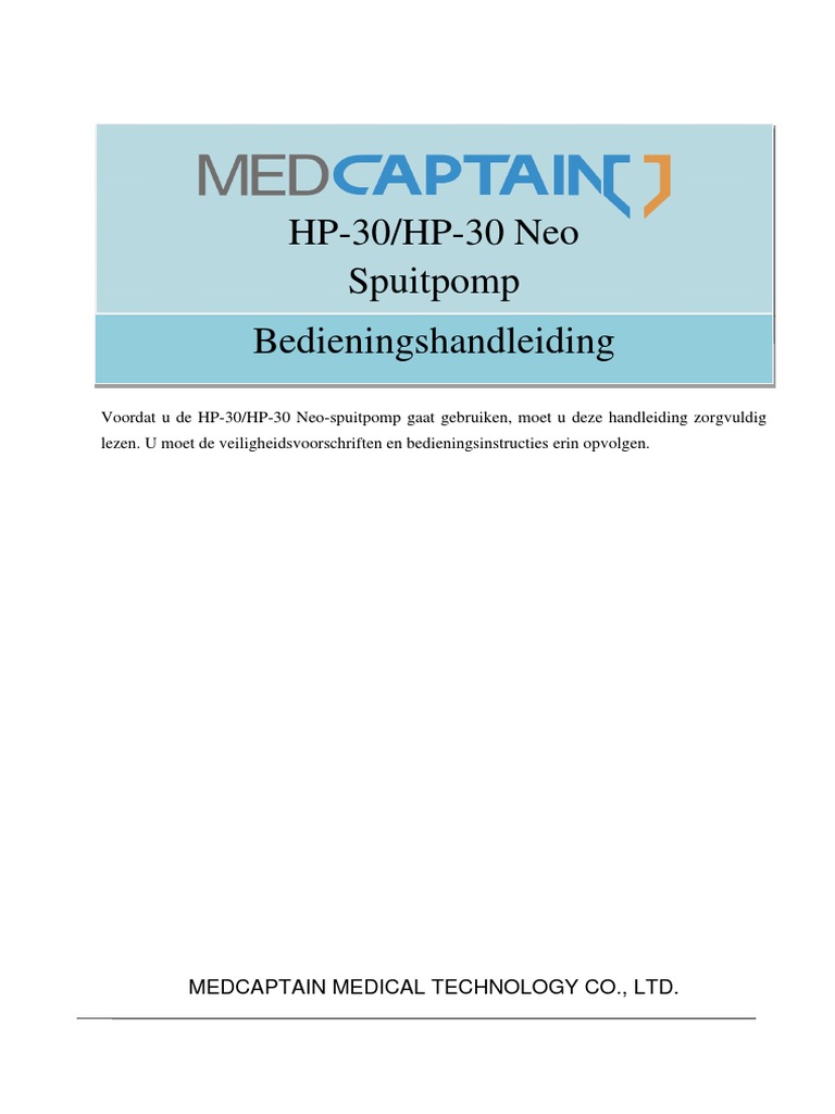 Handleiding Spuitpomp Medcaptain hp30 v10 | PDF