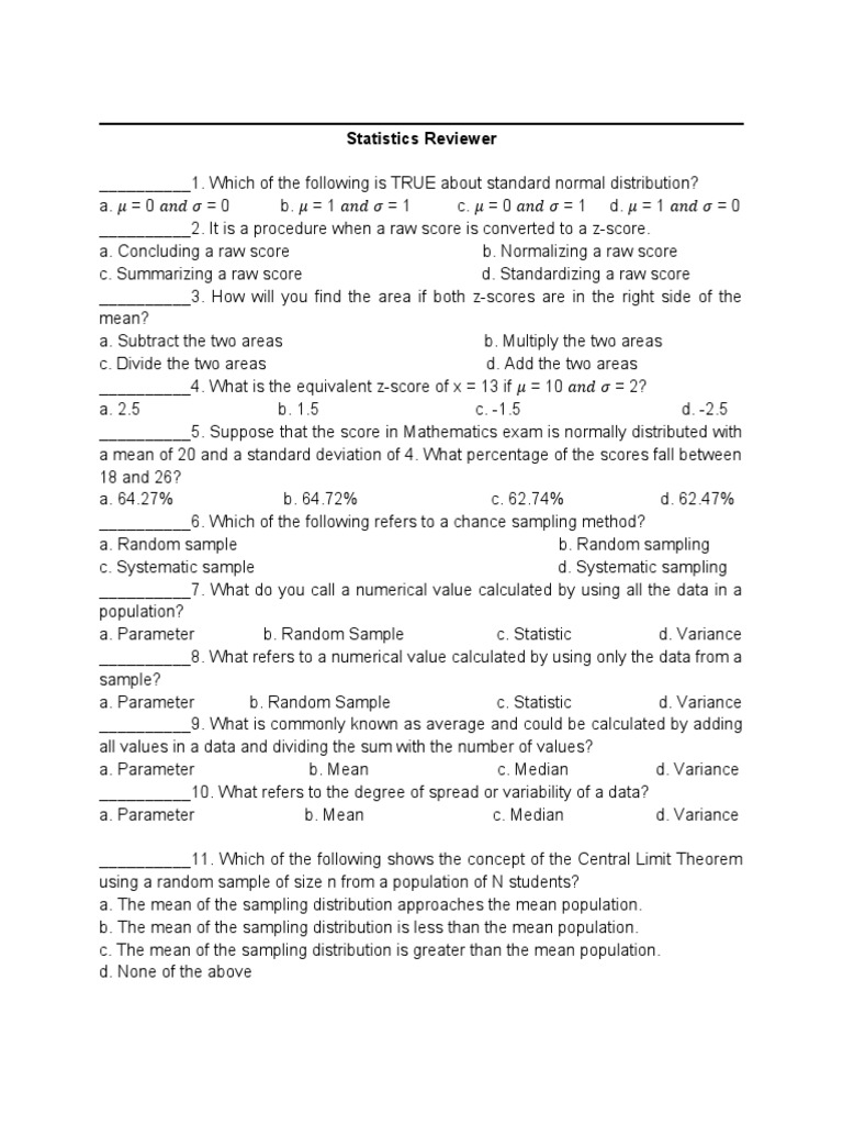 Module | PDF | Standard Score | Variance