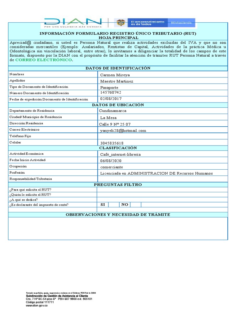 Formato Tramite RUT | PDF