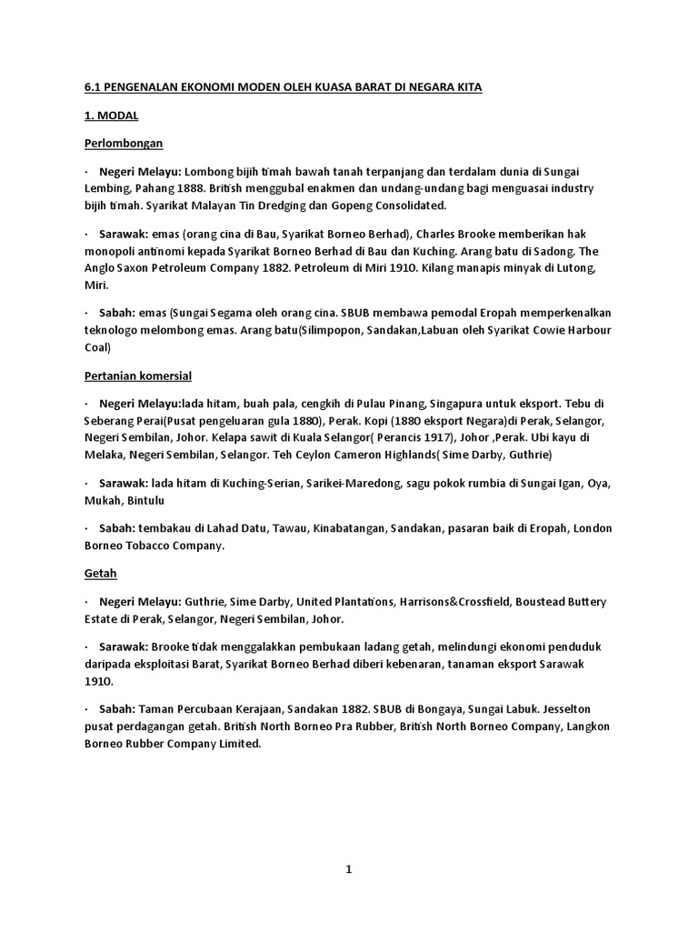 Nota Sejarah Tingkatan 3 - Bab 6 | PDF