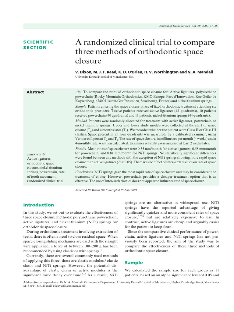 A Randomized Clinical Trial To Compare Three Methods of Orthodontic ...