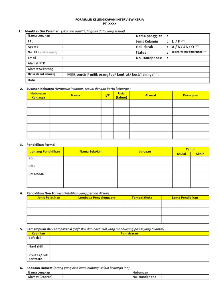 Form Interview | PDF