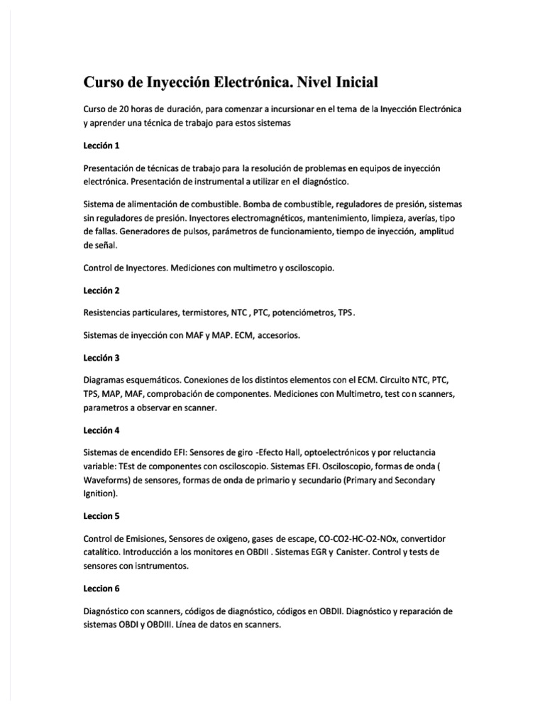 Curso De Inyeccion Electronica Pdf Inyección De Combustible