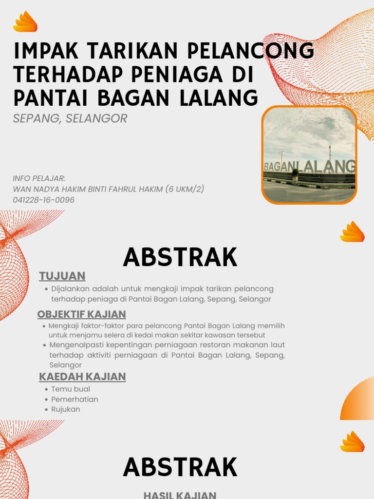 Impak Tarikan Pelancong Terhadap Peniaga Di Pantai Bagan Lalang | PDF