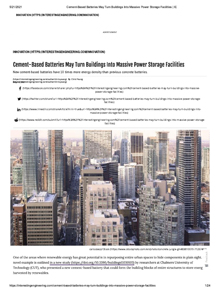 2021.Cement-Based Batteries May Turn Buildin..-1 | PDF