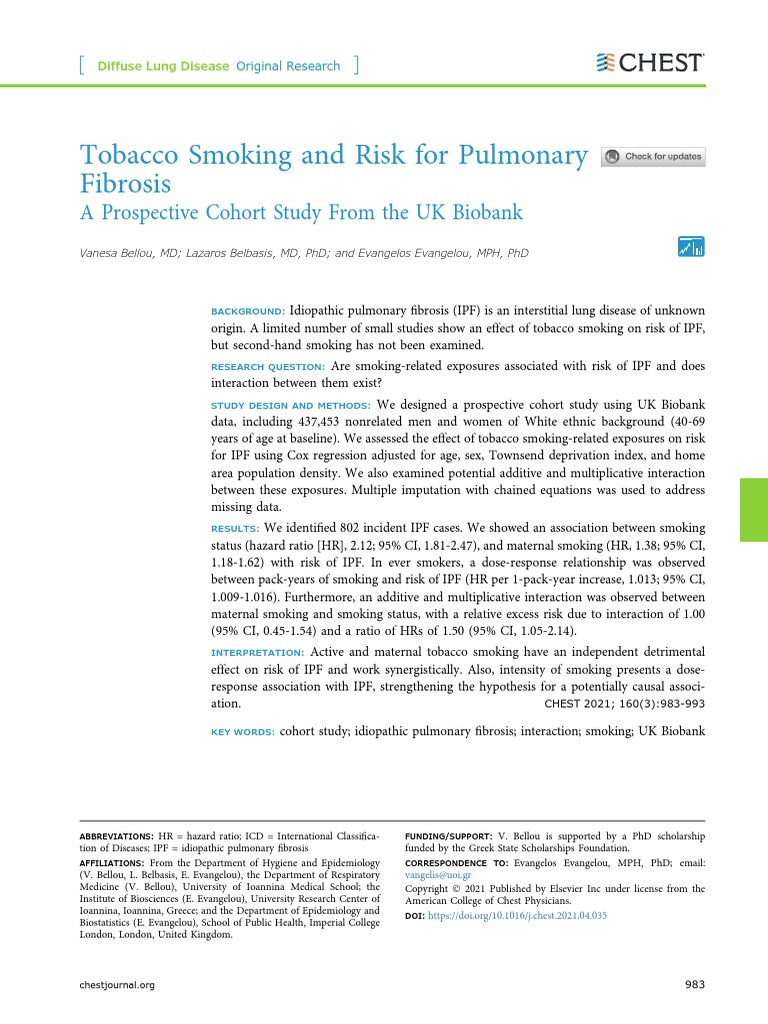 ARTICULO Fibrosis Intersticial | PDF | Tobacco Smoking | Addiction