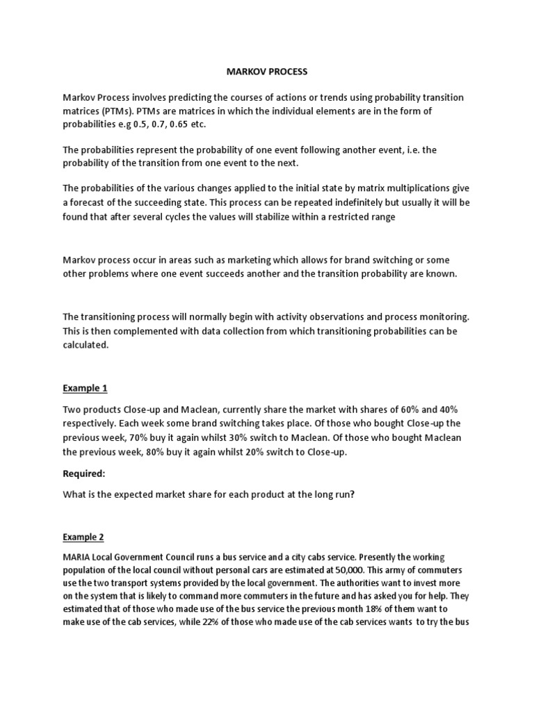Markov Process Updated | PDF | Markov Chain | Matrix (Mathematics)