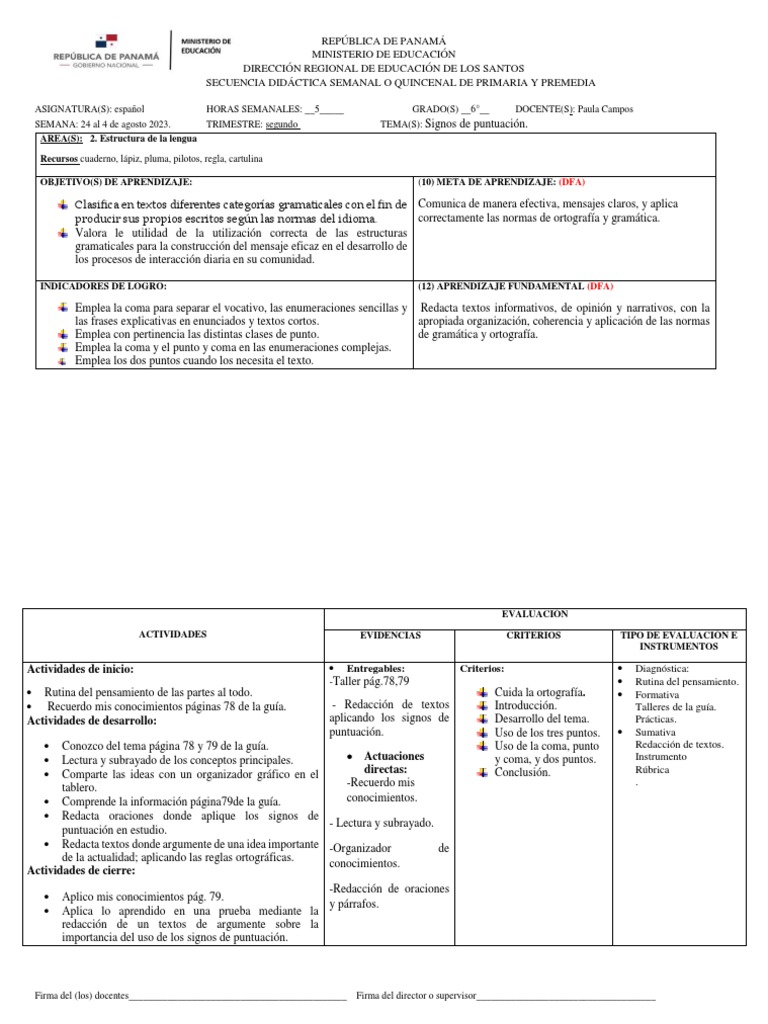 Secuencia Signos de Puntuación | PDF | Puntuación | Gramática