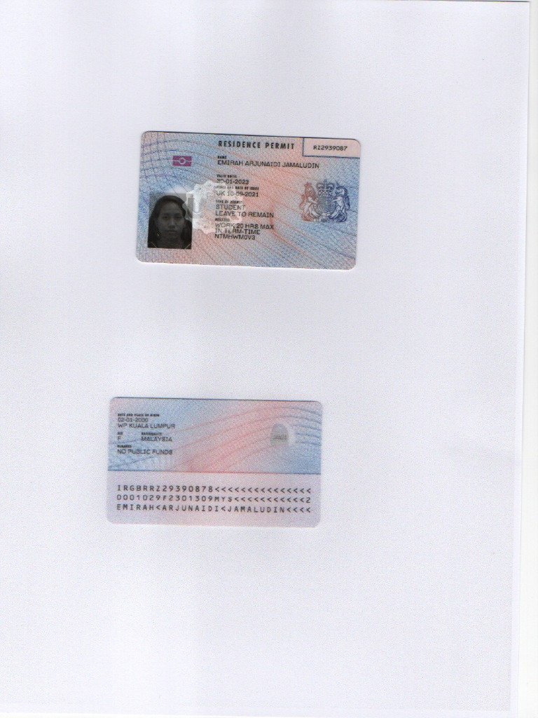 Emirah Arjunaidi Jamaludin - BRP CARD | PDF