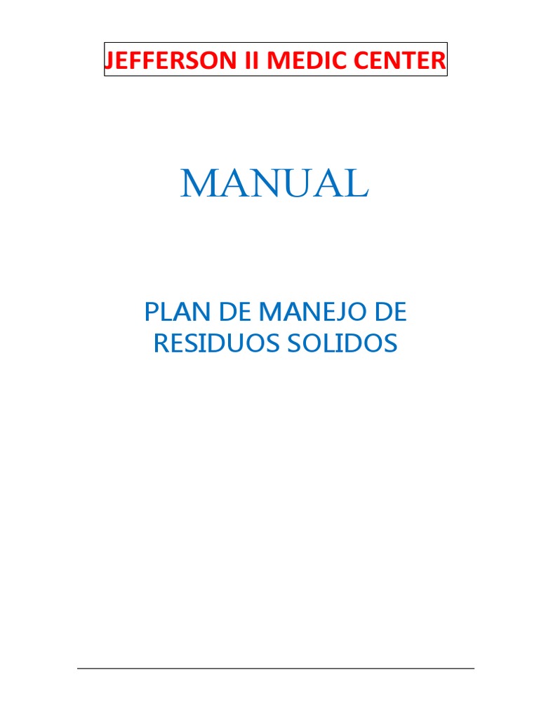 Plan de Manejo de Residuos Solidos | PDF | Residuos | Seguridad y salud ocupacional