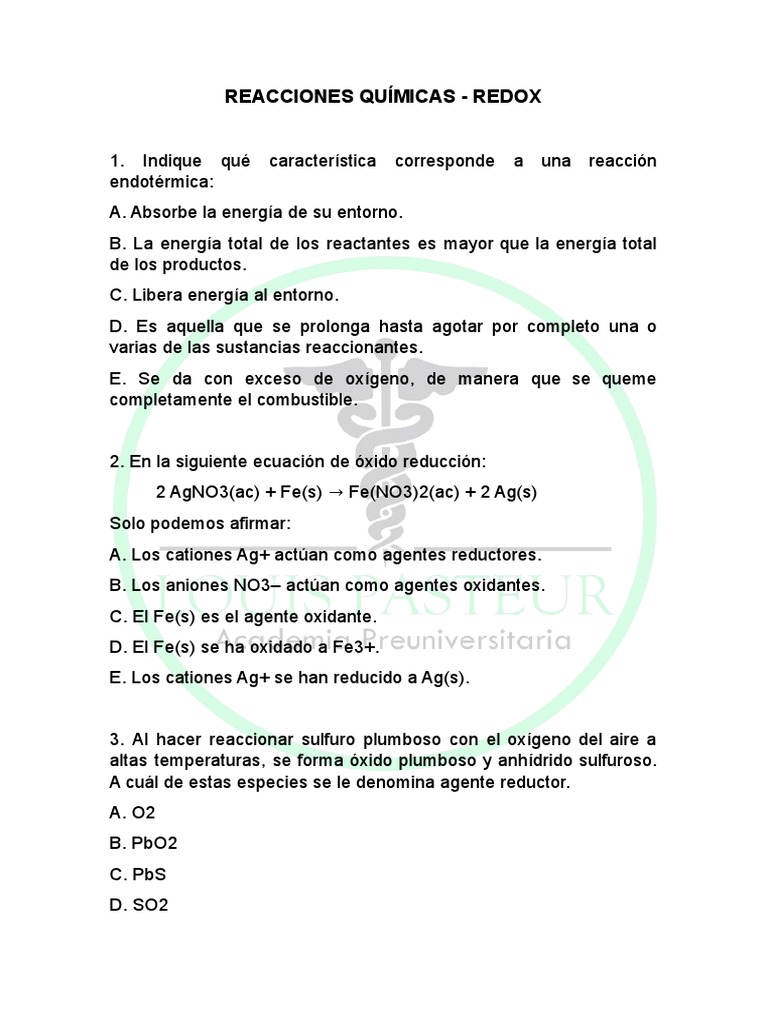 Reacciones Químicas - Redox | PDF | Redox | Reacciones químicas