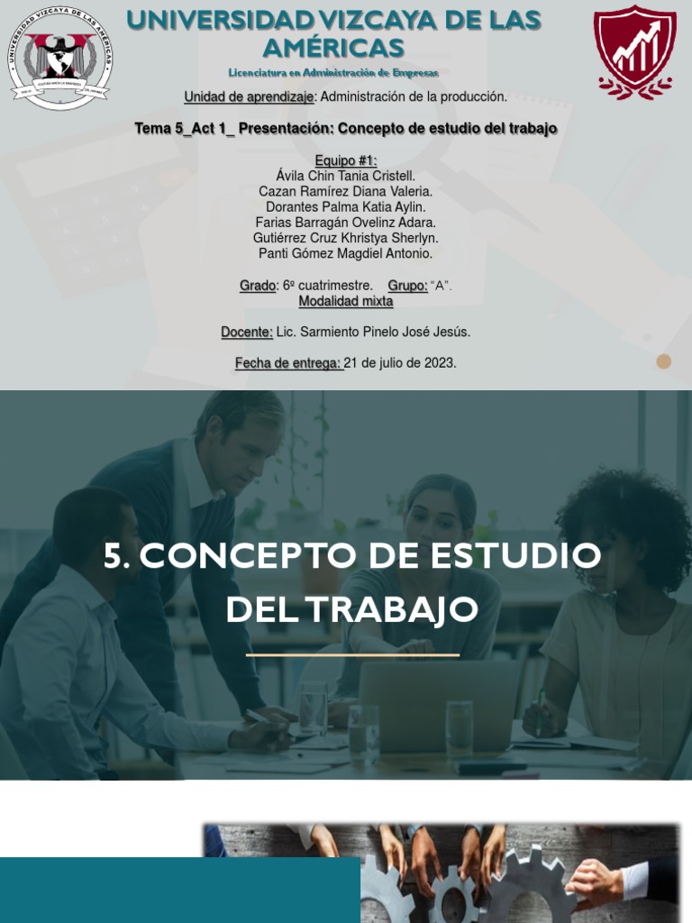 Tema 5 - Act 1 - Presentación Concepto de Estudio Del Trabajo | PDF | Muestreo (Estadísticas) | Hora
