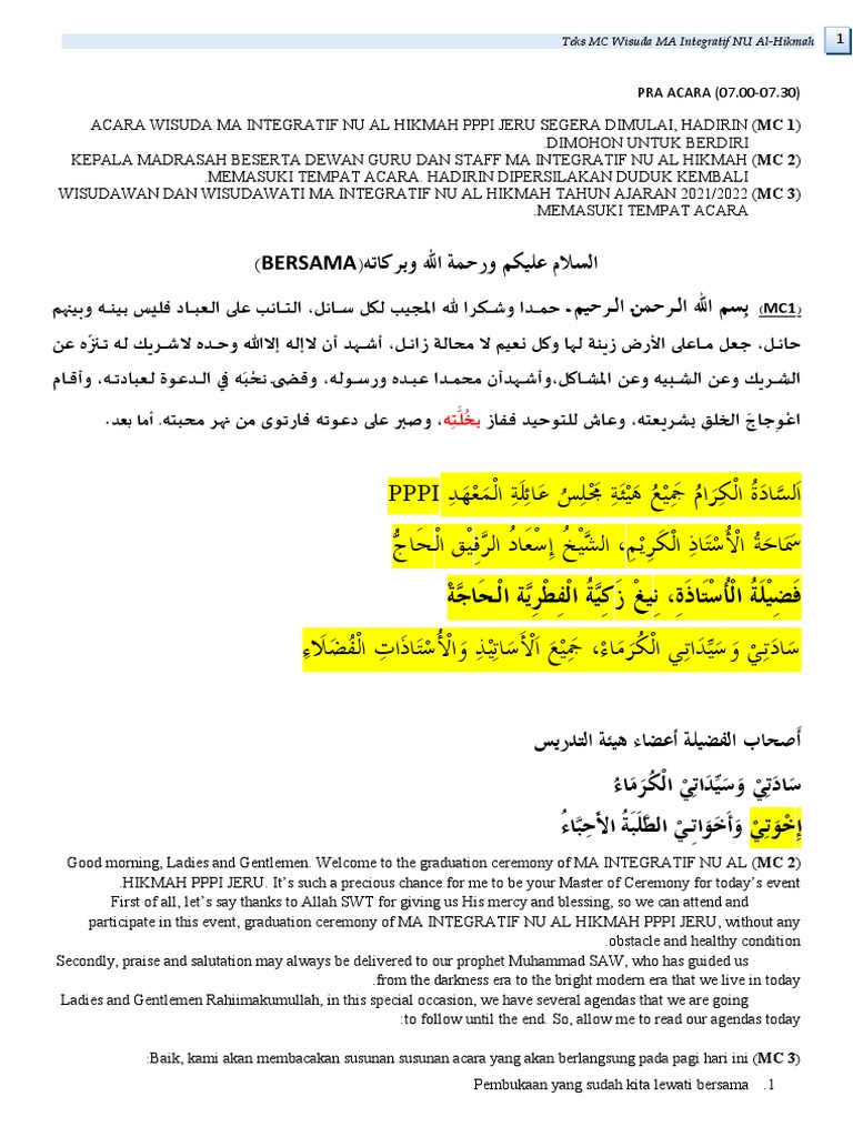 Teks MC Wisuda | PDF