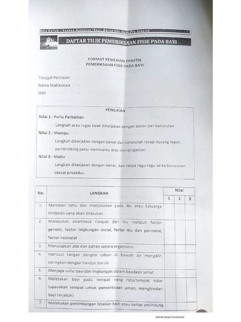 Datik Pemeriksaan Fisik Pada Bayi | PDF