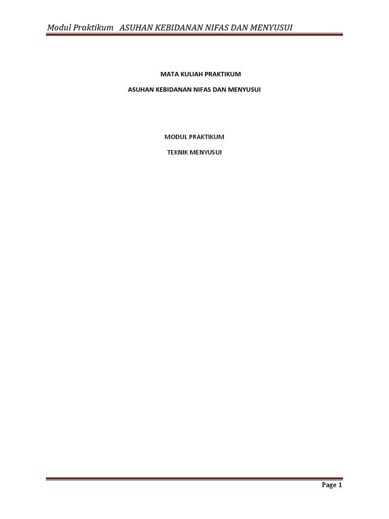 Modul Praktik Teknik Menyusui, Breastcare | PDF