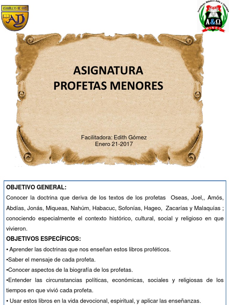 Profetas Menores Clase 1 Pdf Libros De Reyes Libros De La Biblia