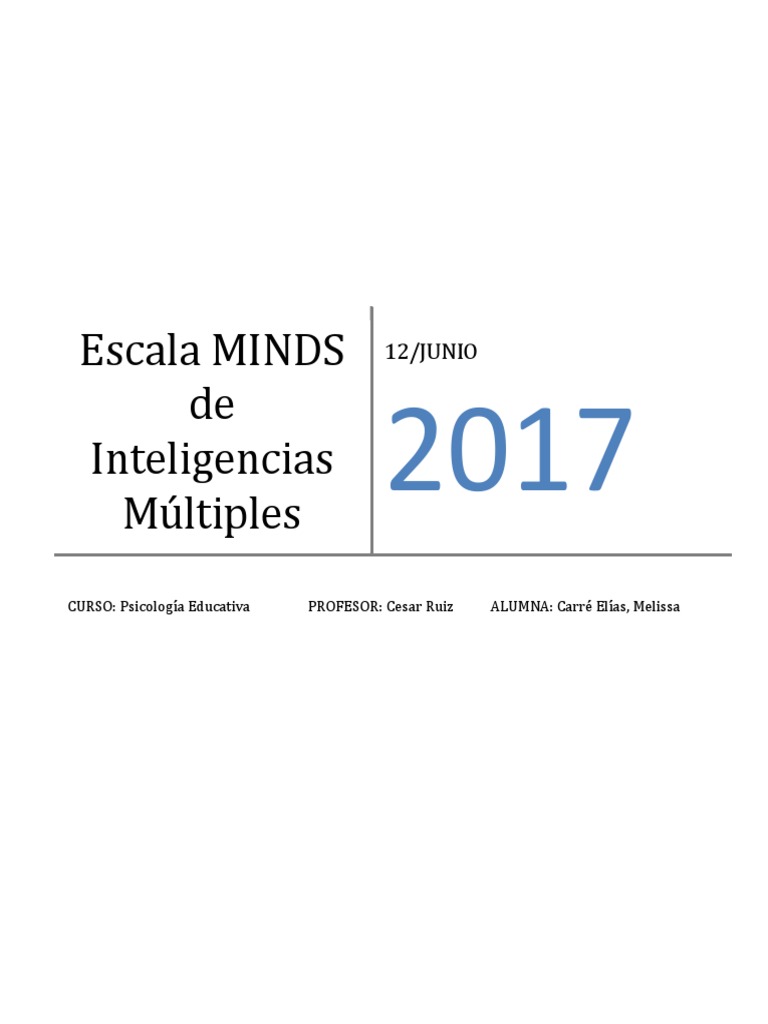 Informe de Escala Minds de Inteligencias Multiples | PDF