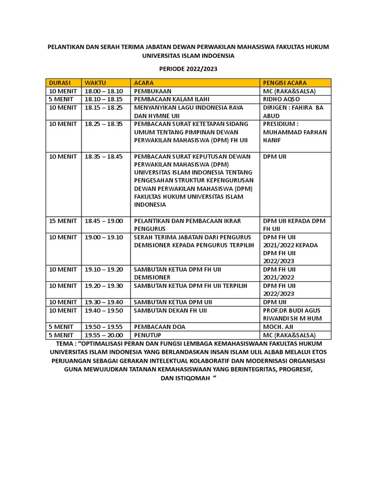 Rundonw Pelantikan DPM 2022-2023 | PDF