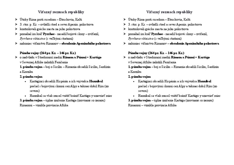 Víťazný Rozmach Republiky A Púnske Vojny | PDF