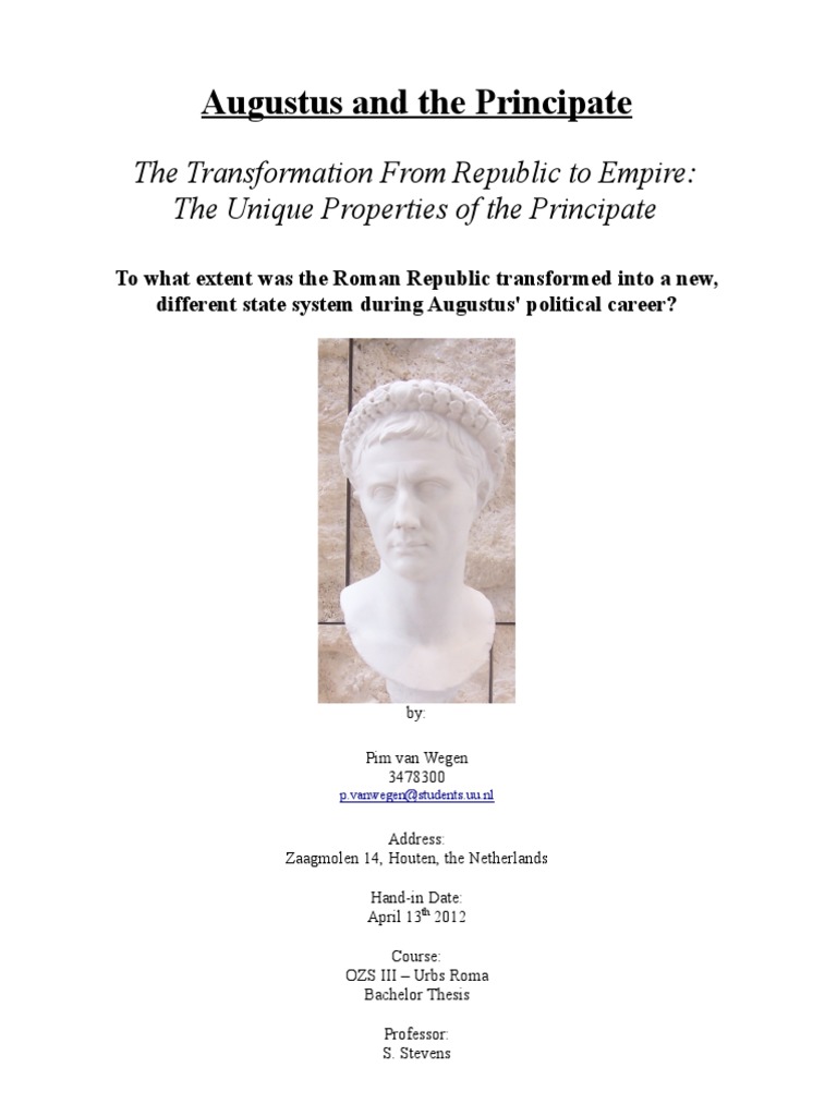 Augustus and The Principate Author Pim Van Wegen, S Stevens | PDF | Augustus | Mark Antony