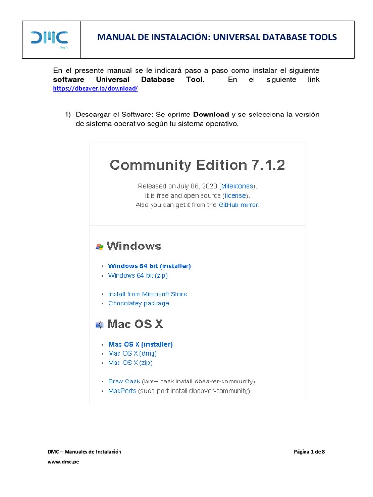 Manual de Instalación Universal Database Tool | PDF