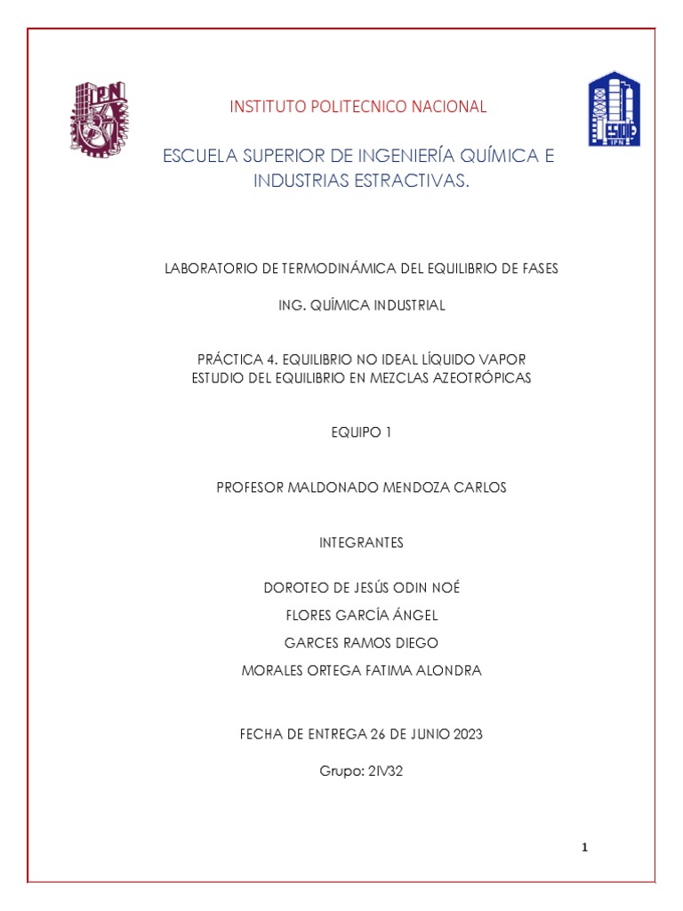 Termo Practica 4 | PDF | Destilación | Ramas de la termodinámica