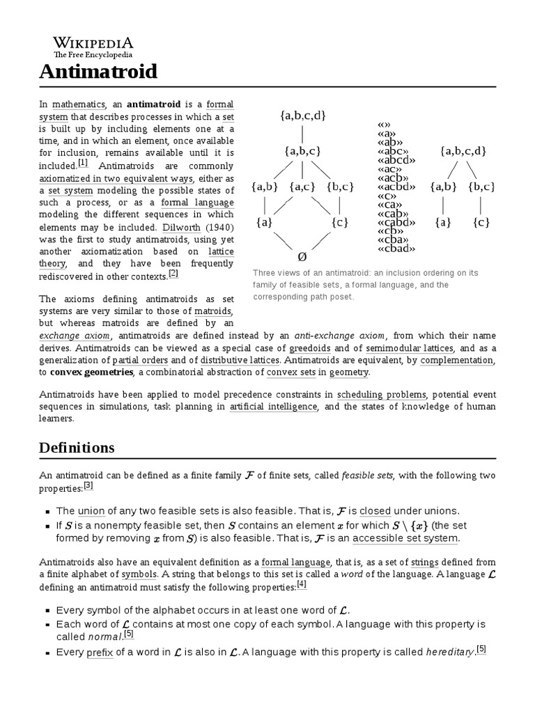Antimatroid | PDF | Combinatorics | Discrete Mathematics