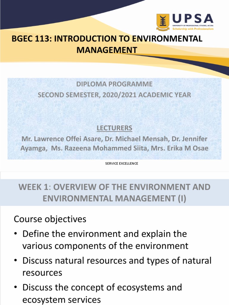 Week 1 - Overview of Environmental Management 1 | PDF | Ecosystem ...