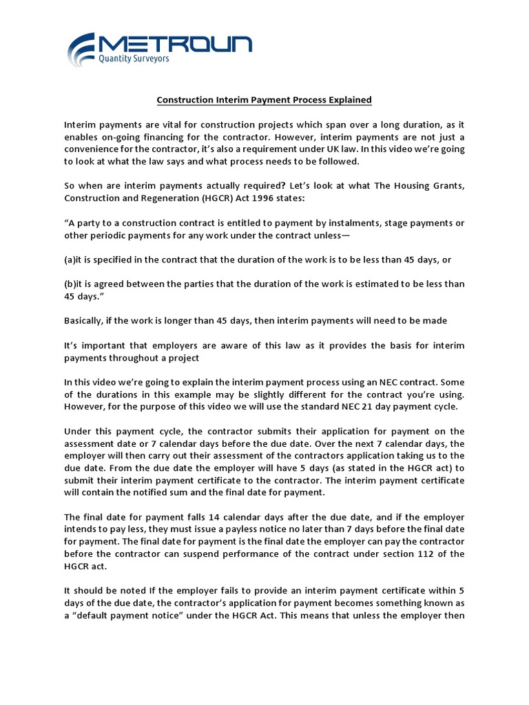 Interim Payment Process Explained | PDF | Employment | Economies